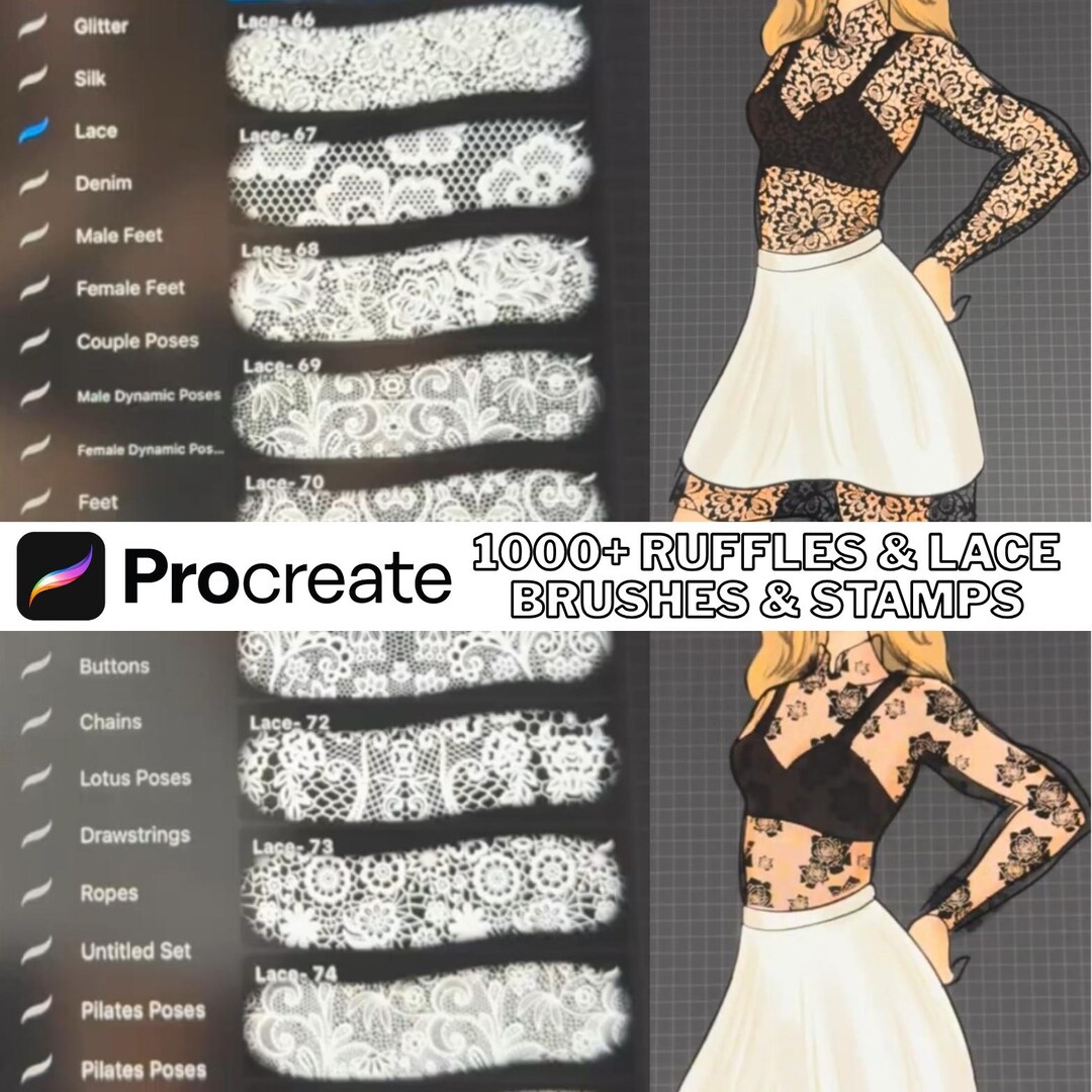 1000 Procreate Ruffles & Lace Brushes Bundle | Farmhouse, Knitted ...
