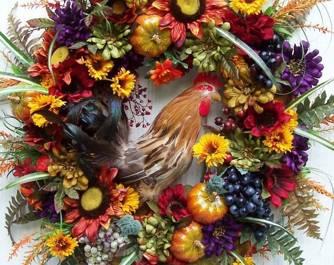 Large Fall, Tuscan Rooster Wreath - Etsy