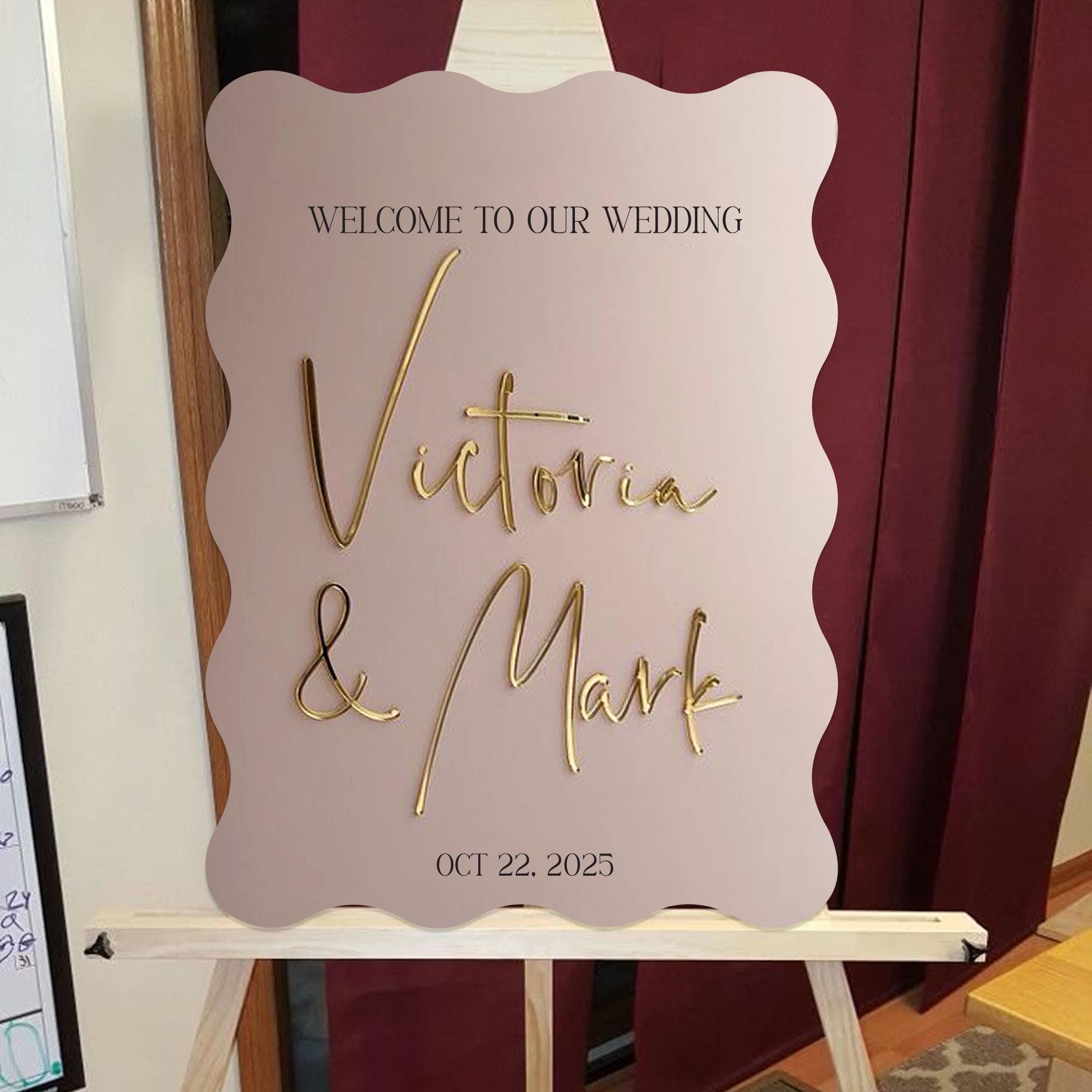 Custom Wavy Laser Cut Wedding Signage, Wedding Entrance Sign Welcome ...