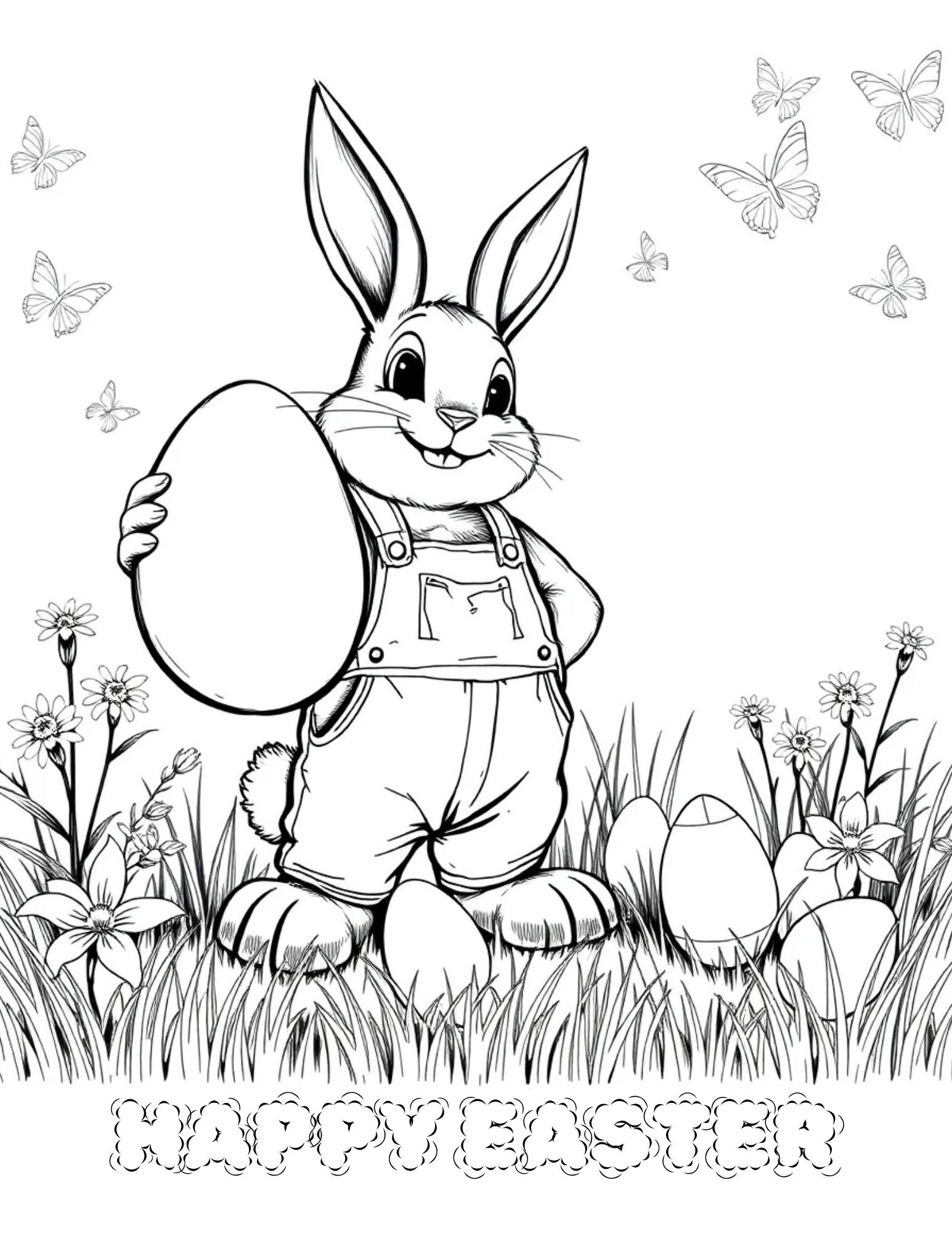 10 Printable Easter Coloring Pages for Kids Featuring Eggs and Bunnies ...