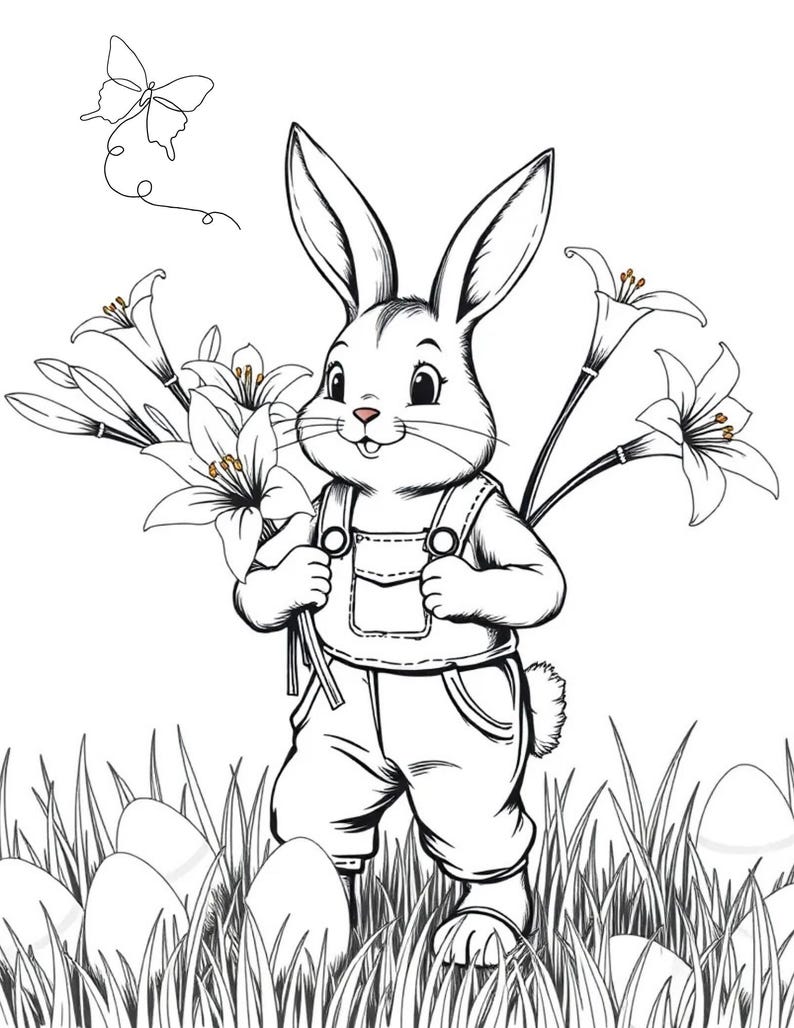 10 Printable Easter Coloring Pages for Kids Featuring Eggs and Bunnies ...