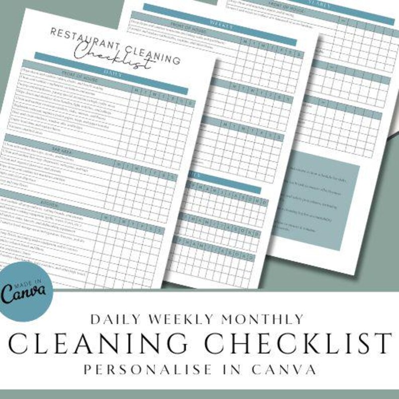 Restaurant Cleaning Checklist Template | Editable Canva Download ...