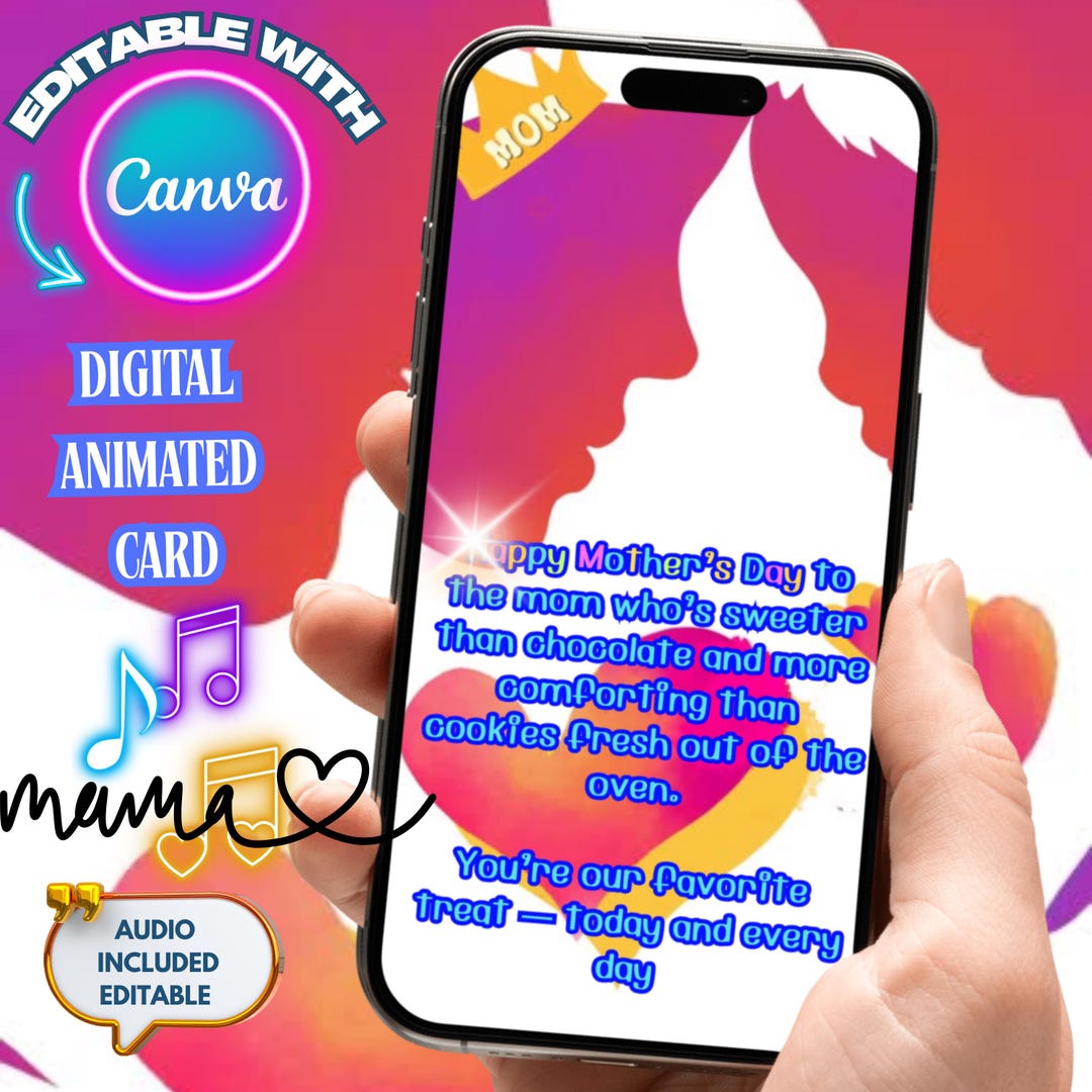 Mother’s Day Card| Digital Download | Digital Card| Video Card Editable ...