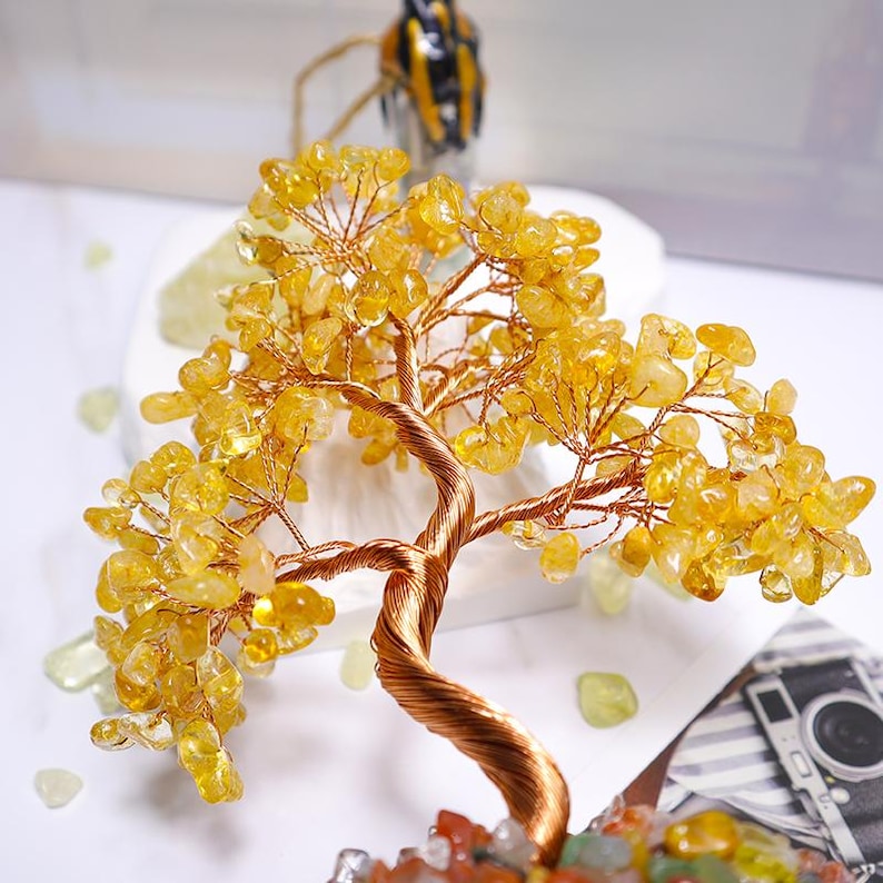 Citrine Crystal Tree on Agate Base: Gemstone Bonsai, Healing Crystals ...