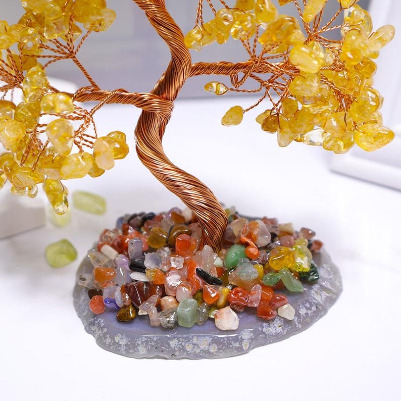 Citrine Crystal Tree on Agate Base: Gemstone Bonsai, Healing Crystals ...