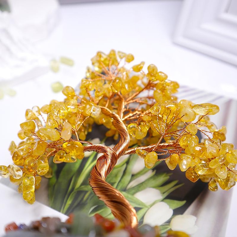 Citrine Crystal Tree on Agate Base: Gemstone Bonsai, Healing Crystals ...