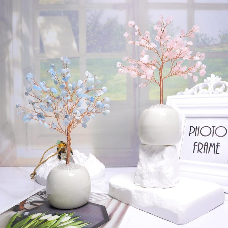 Handmade Crystal Tree With Creamy Ceramic Base - Healing Energy Decor ...