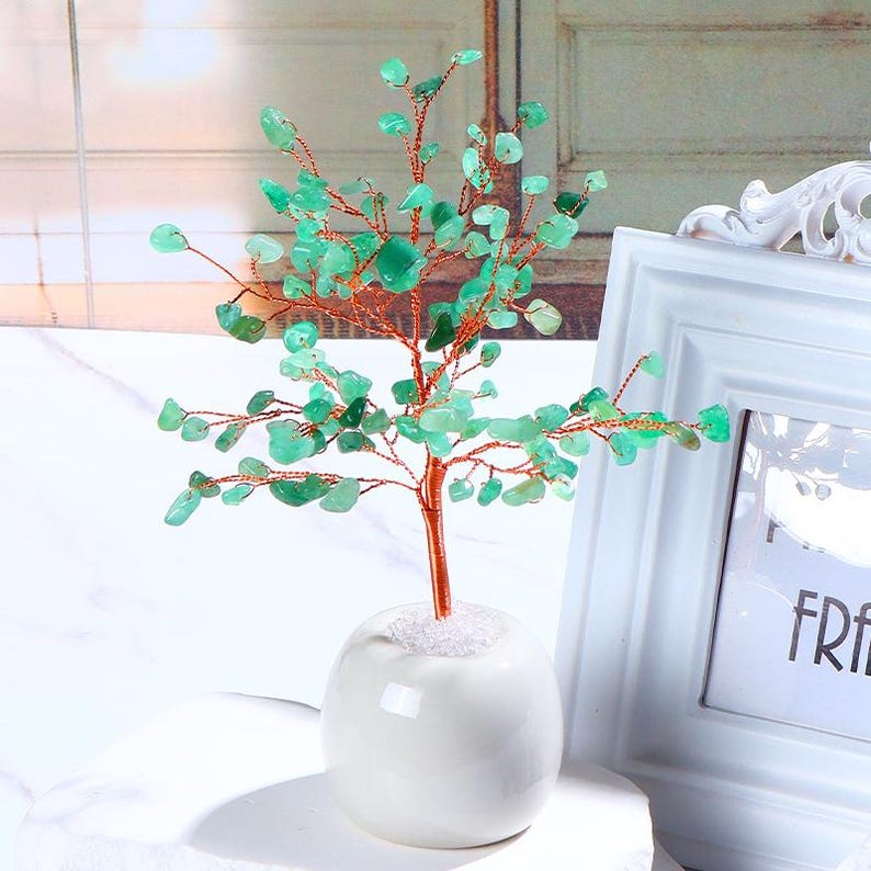 Handmade Crystal Tree With Creamy Ceramic Base - Healing Energy Decor ...