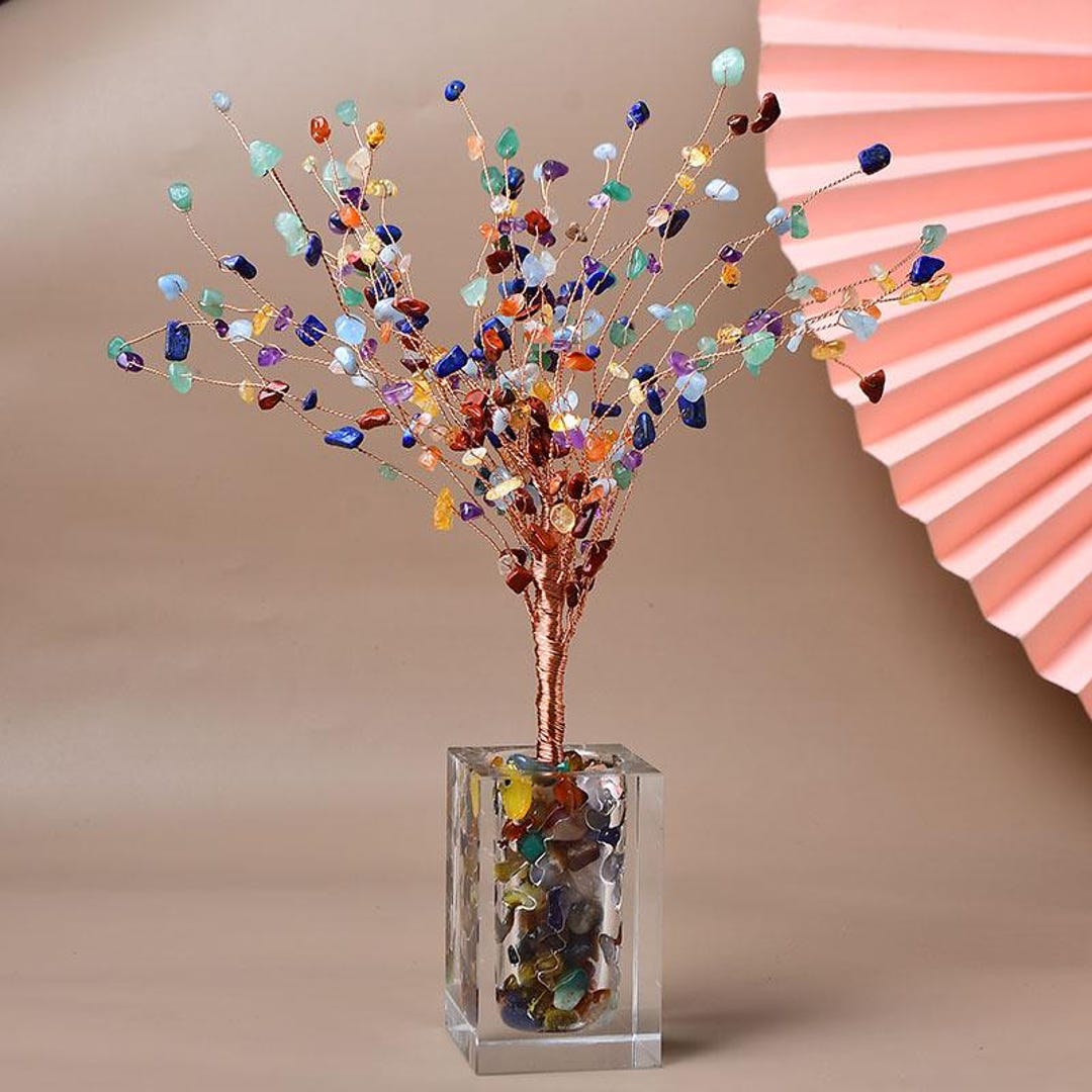 Handmade Crystal Tree Sculpture: Healing Gemstone Fortune Tree - Etsy