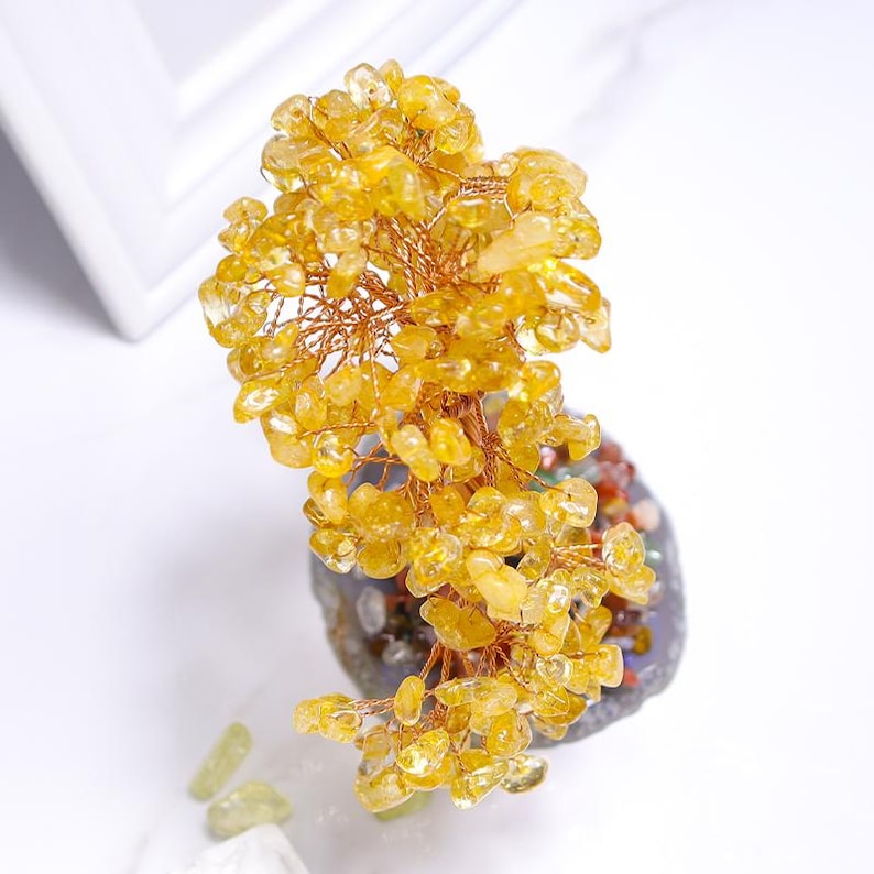 Citrine Crystal Tree on Agate Base: Gemstone Bonsai, Healing Crystals ...