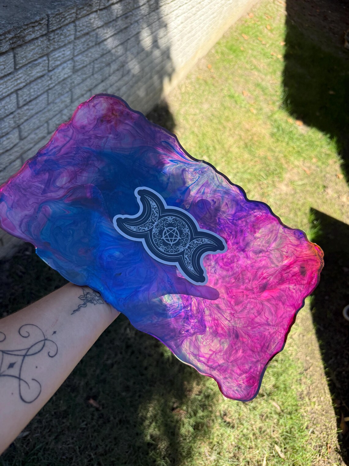 Triple Moon Goddess Altar Tray Pink, Blue & Purple Resin Tray With ...