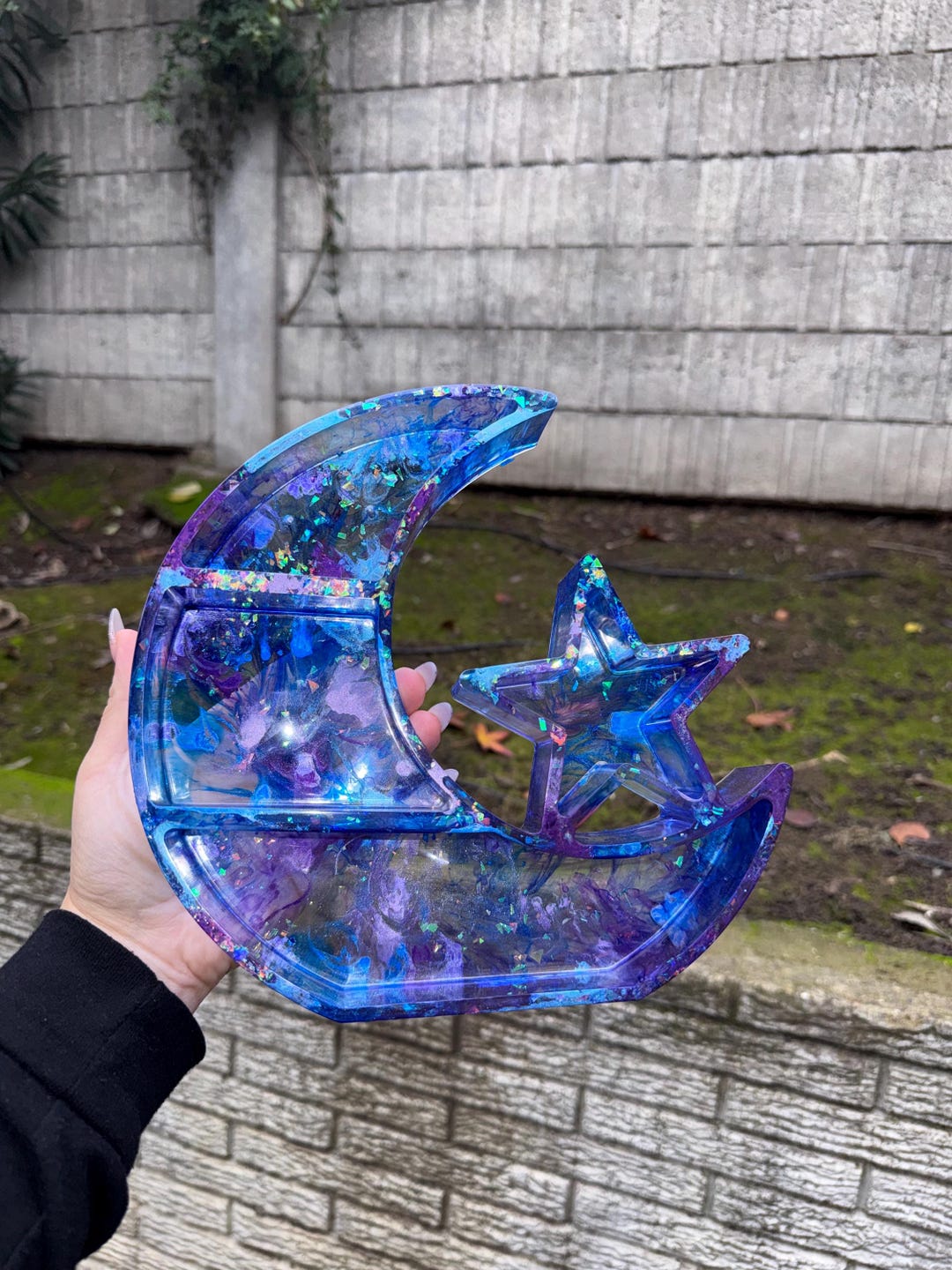 Celestial Moon & Star Altar Tray | Cosmic Resin Jewelry and Crystal ...