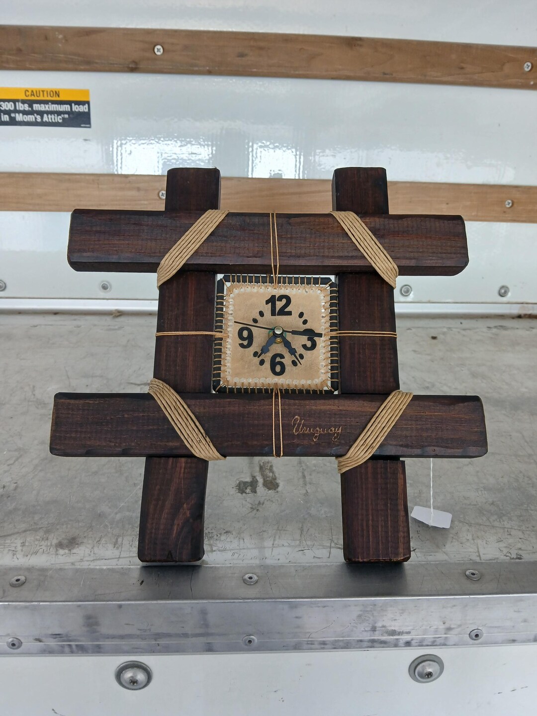 Wood Handmade Standup Time Clock Beautiful Woven Together for Shelf ...