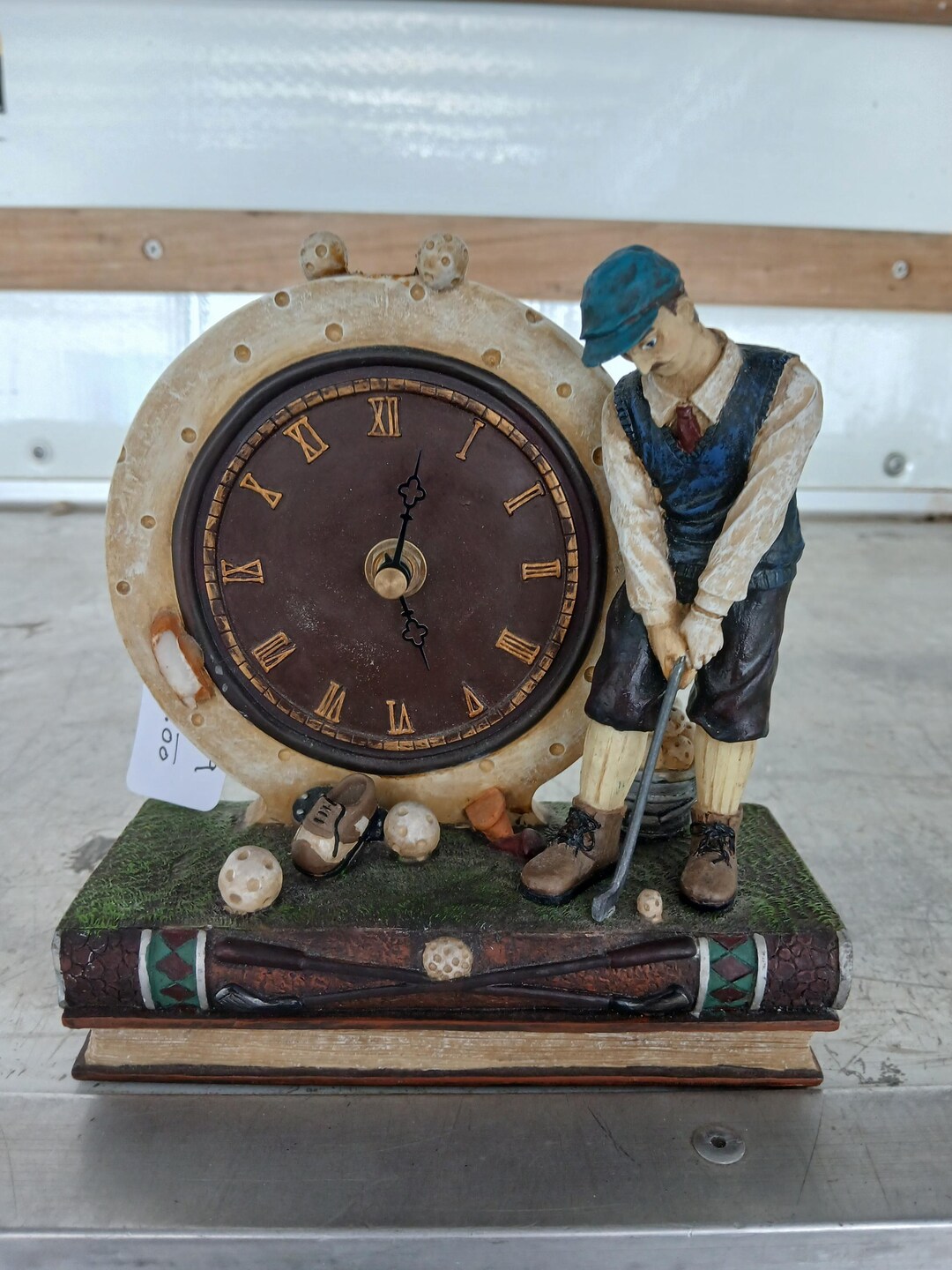PGA Tour GOLF Time Clock Figurine Shelf Mantel Desk Golfer Swinging ...