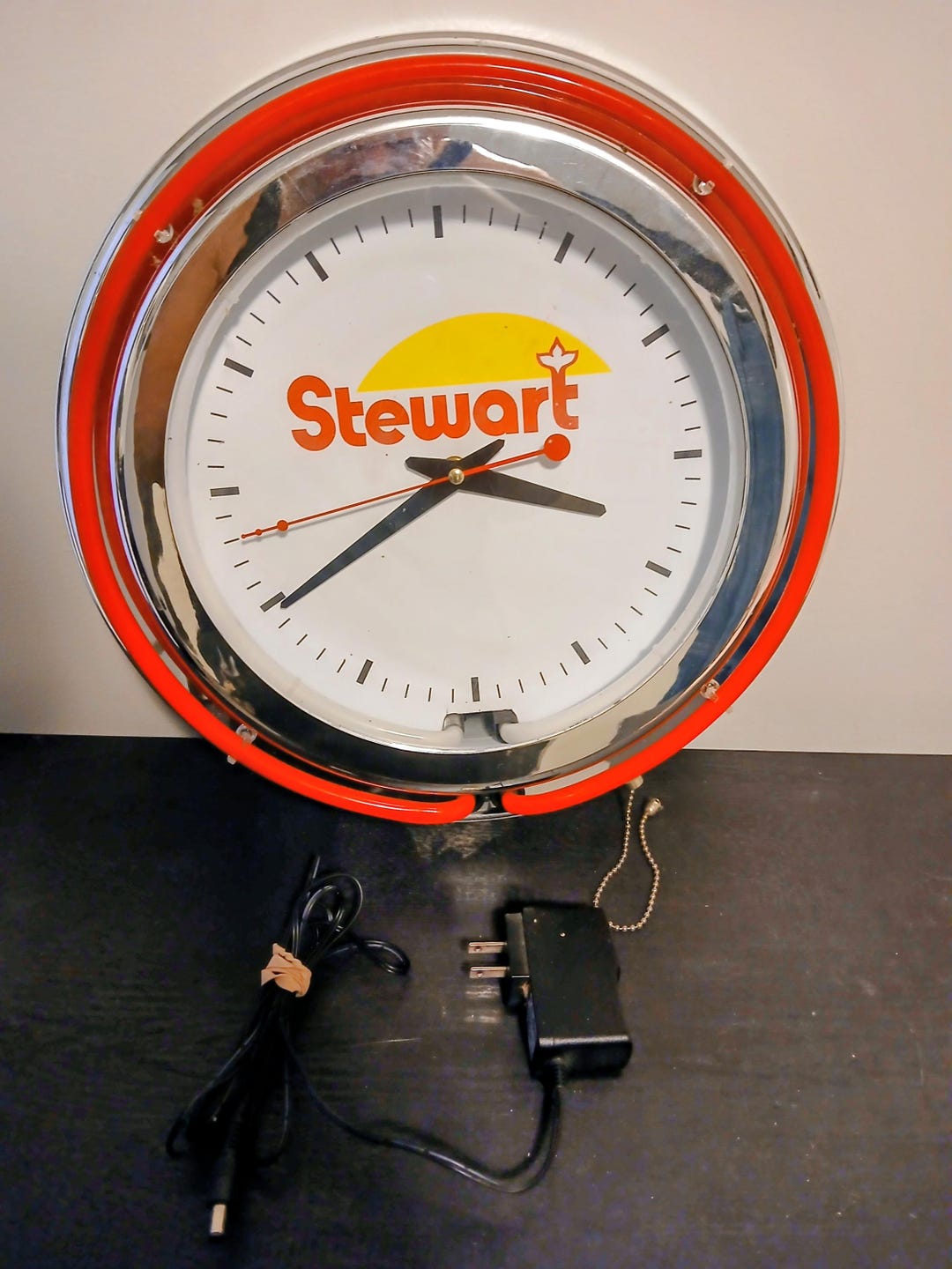 Vintage! 14" Stewart Seed Company Red Neon Light up Round Antique Wall ...