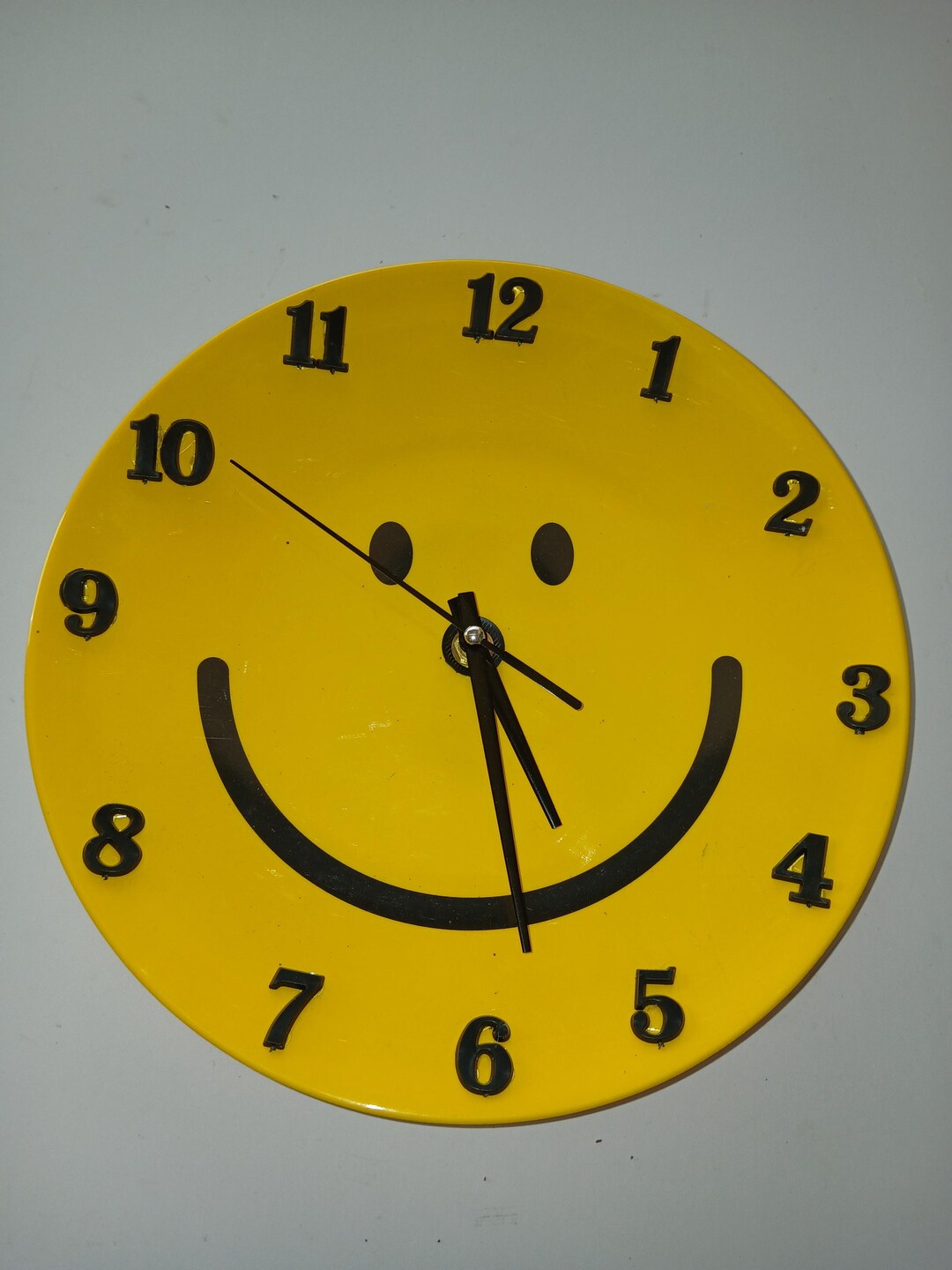 Smiley Happy Face Emoji Dinner Plate Smile Yellow Black Wall Clock - Etsy