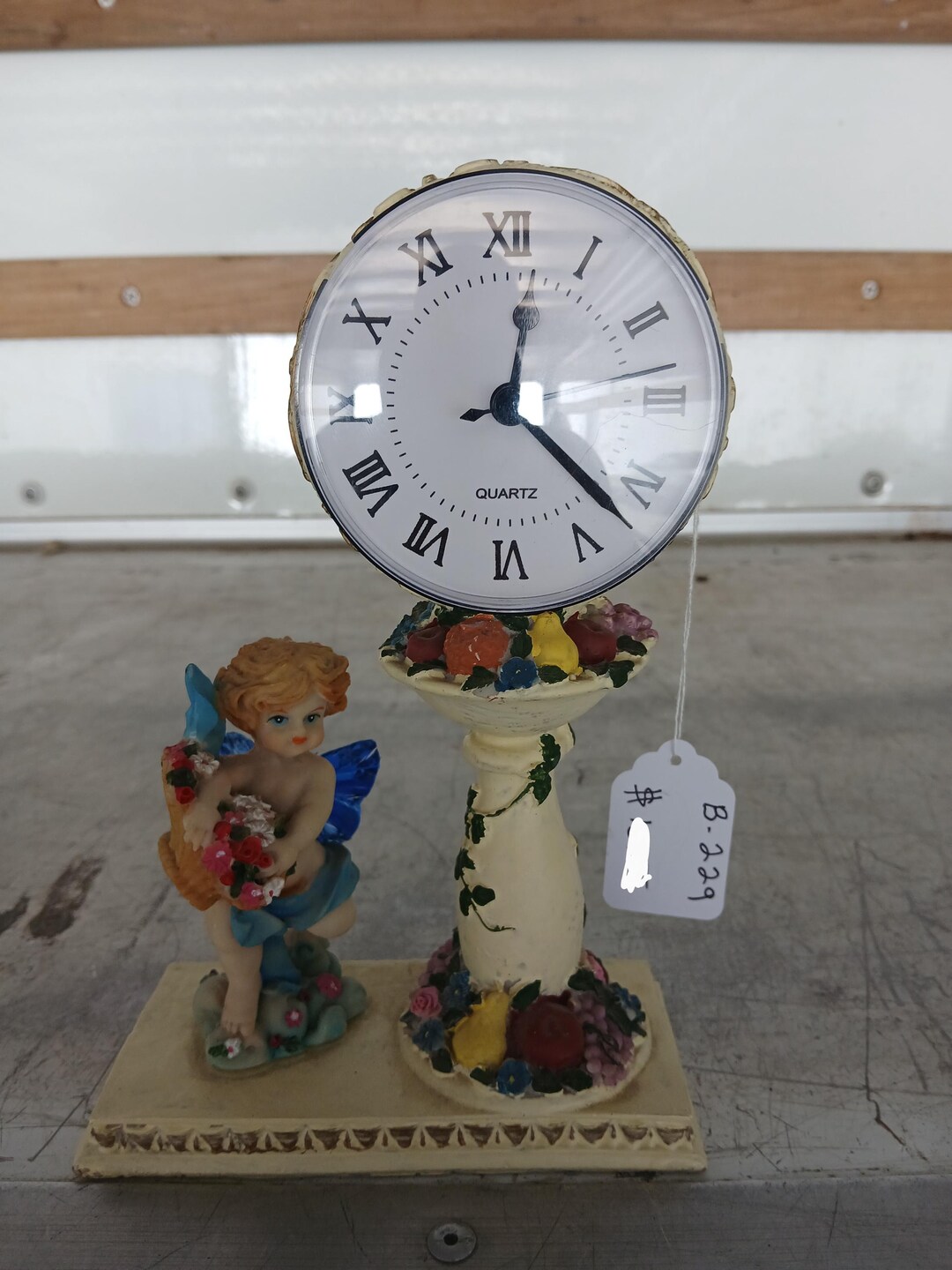 RELIGIOUS ANGEL FLOWER Clock Bible Time Ceramic Mantel Clock Church ...