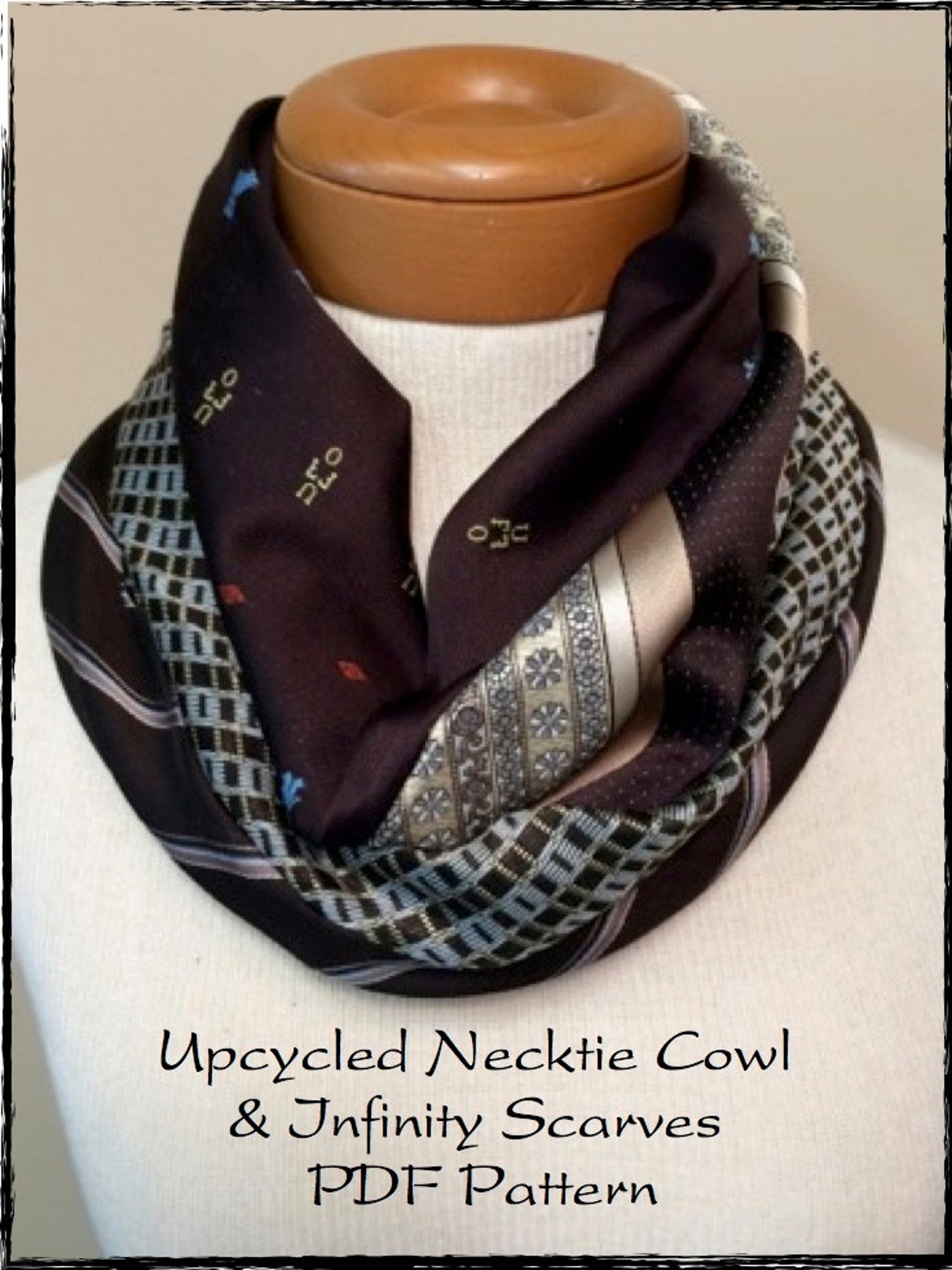 PDF Sewing Tutorial for Necktie Cowl (bonus Infinity) Scarf for Women ...