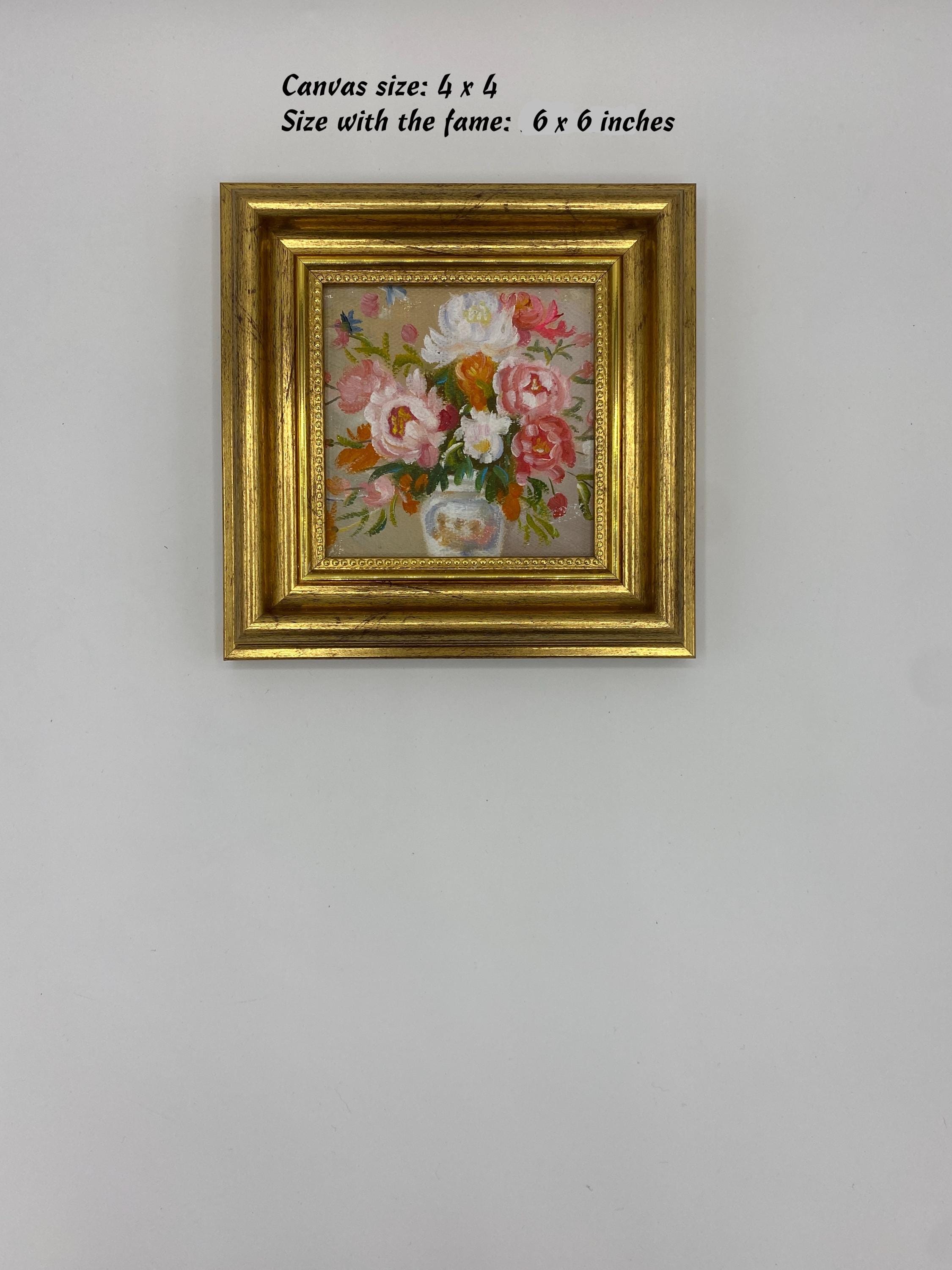 Original Oil Painting, Small Framed Original Art, 4x4 Inch Canvas ...
