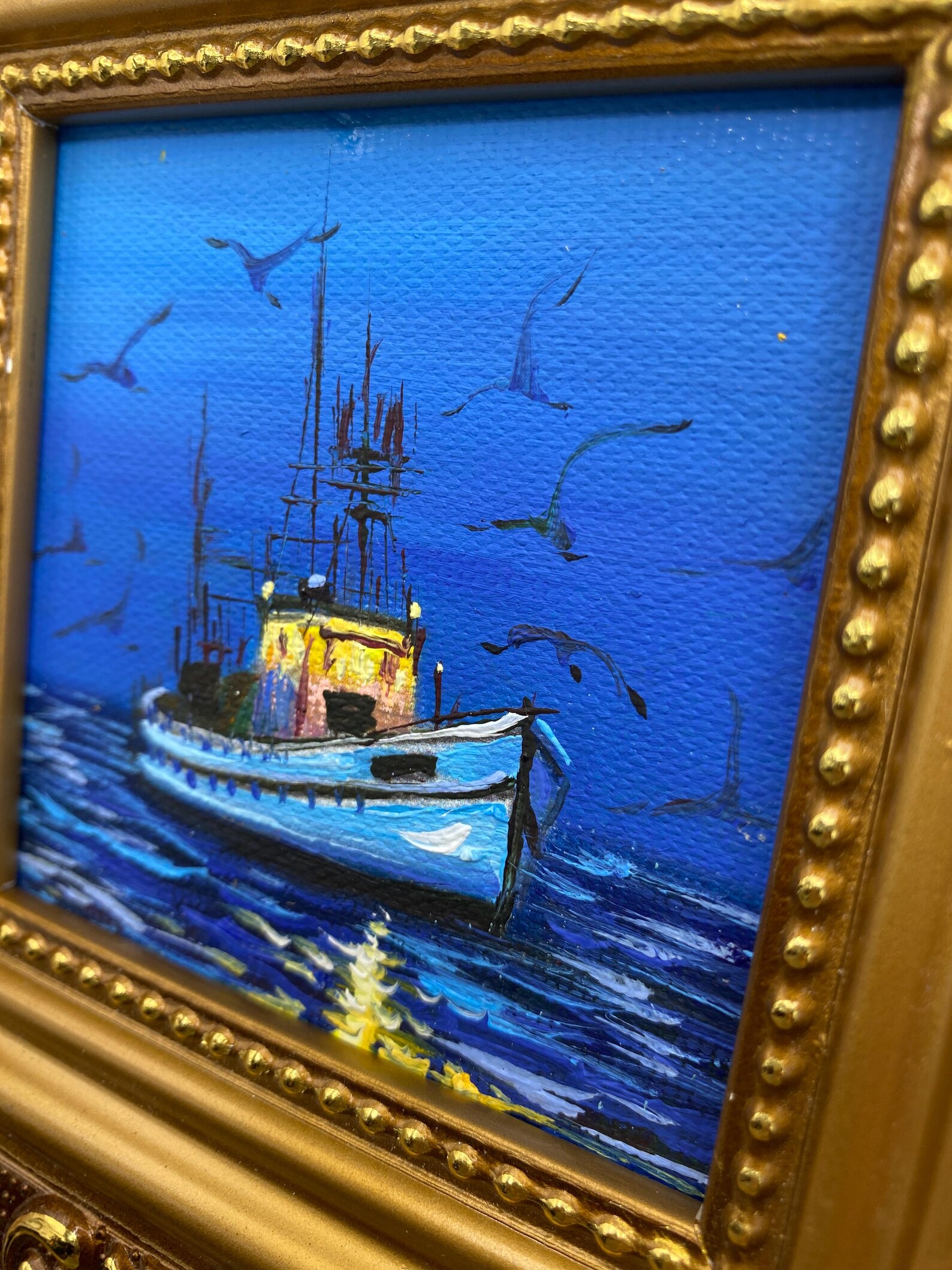 Original Oil Painting, Small Framed Original Art, 4x4 Inch Canvas ...