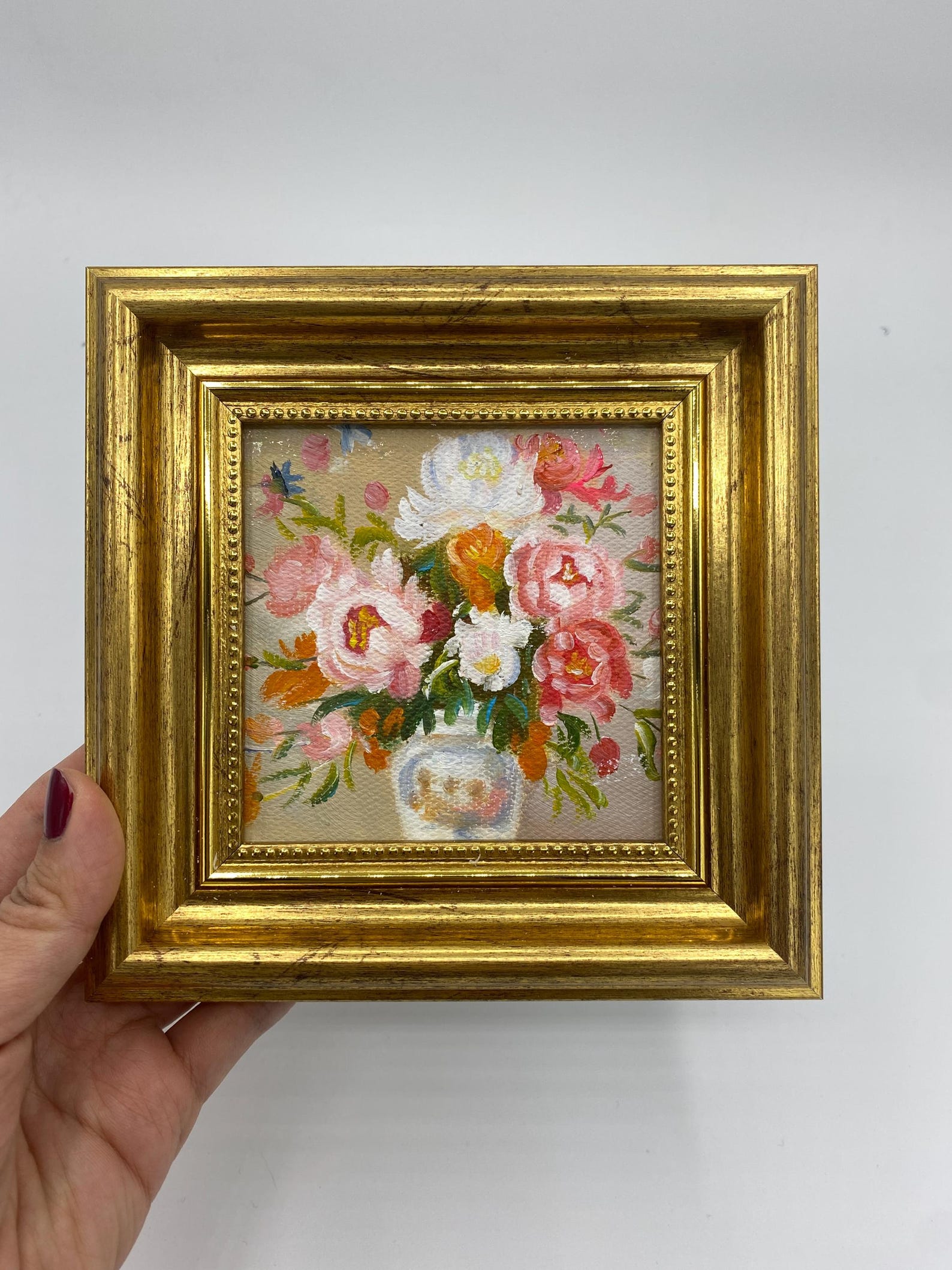Original Oil Painting, Small Framed Original Art, 4x4 Inch Canvas ...