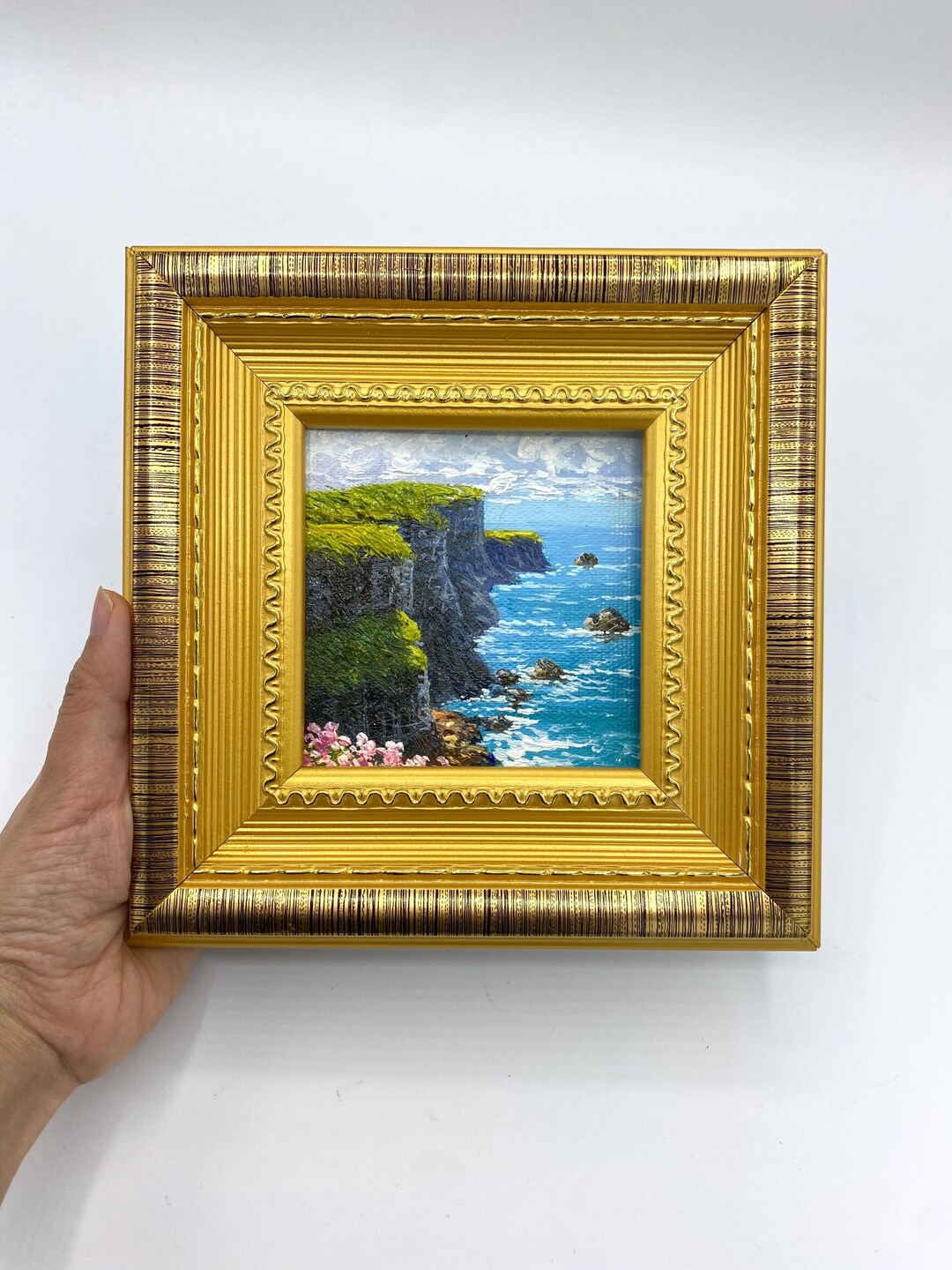 Hand-painted Framed Art, Original Oil Painting, 4x4 Inch Canvas Artwork ...