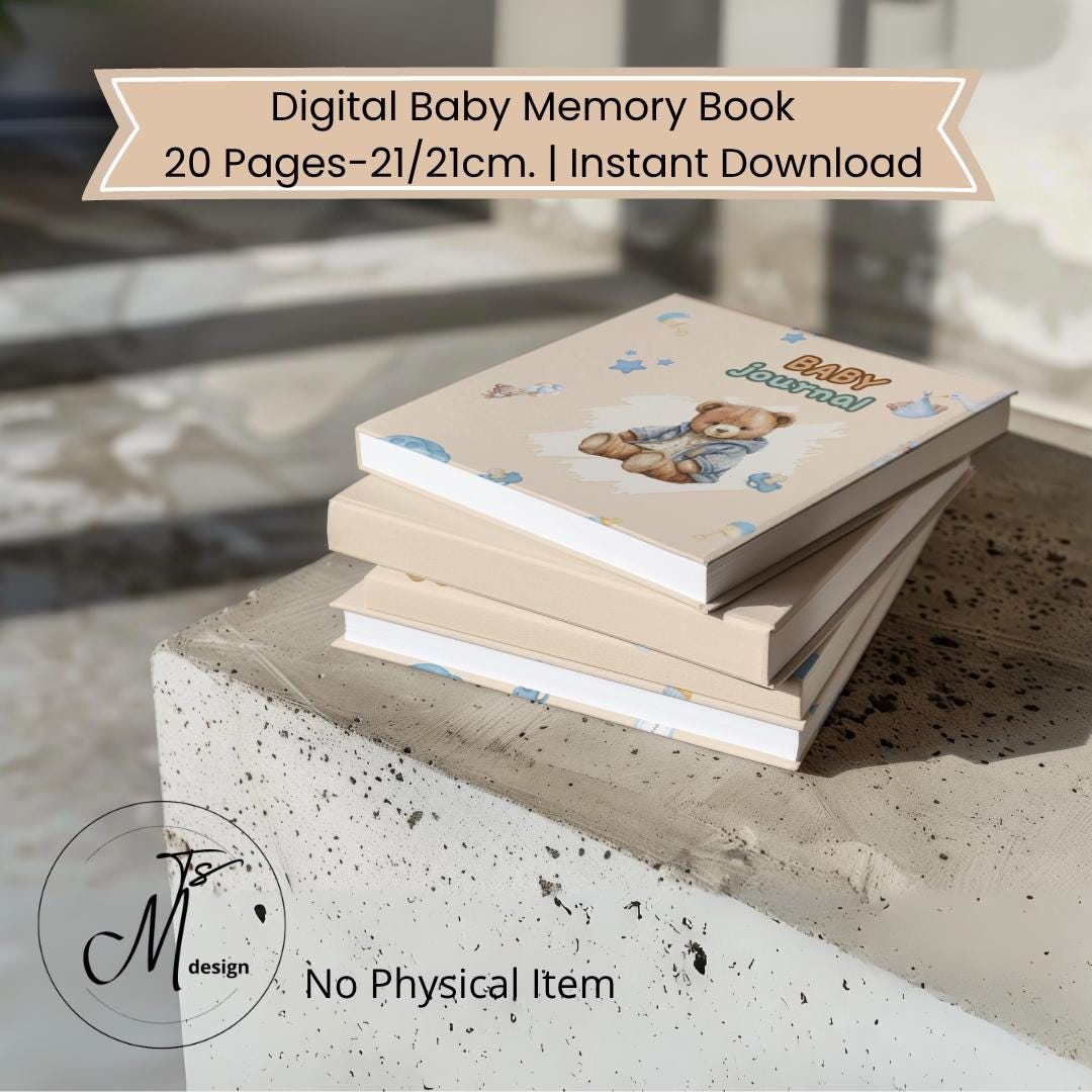 Printable Baby Boy Memory Book – 20 Page Milestone Scrapbook | Blue ...