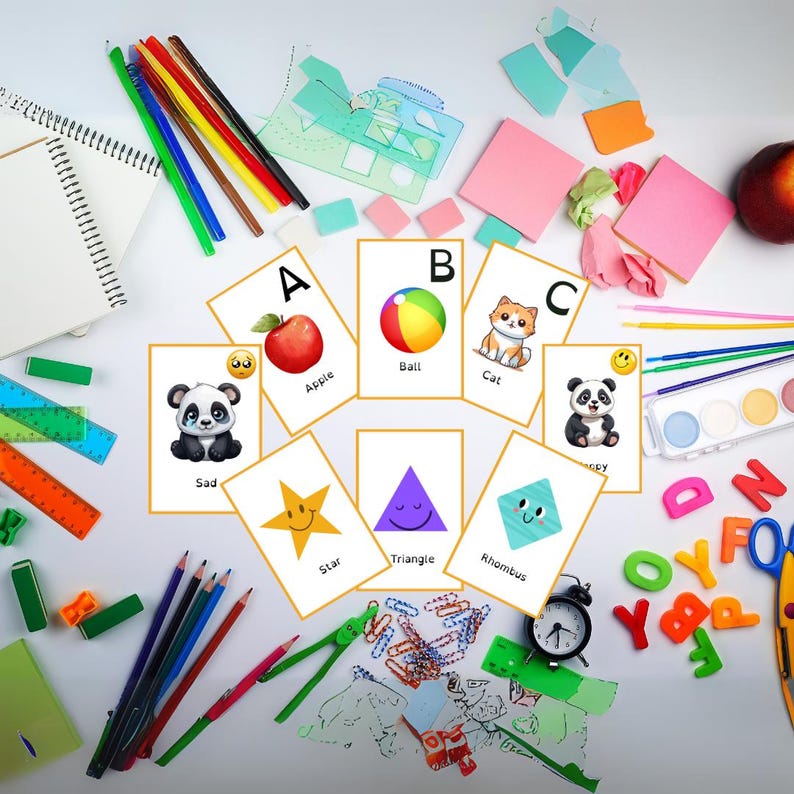 Educational Flashcards Bundle – Alphabet, Shapes & Emotions | Printable ...
