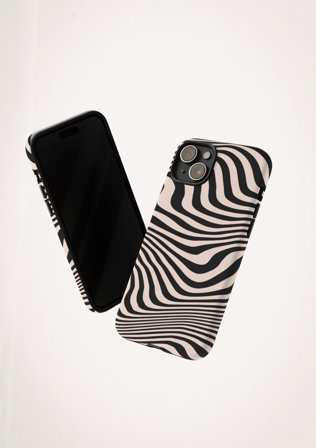 Striped Phone Case - Minimalistic, Black and Cream, Protective Phone ...