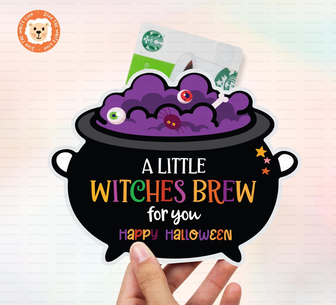 Witches Brew Halloween Gift Tag, Coffee Card Holder (digital Download ...