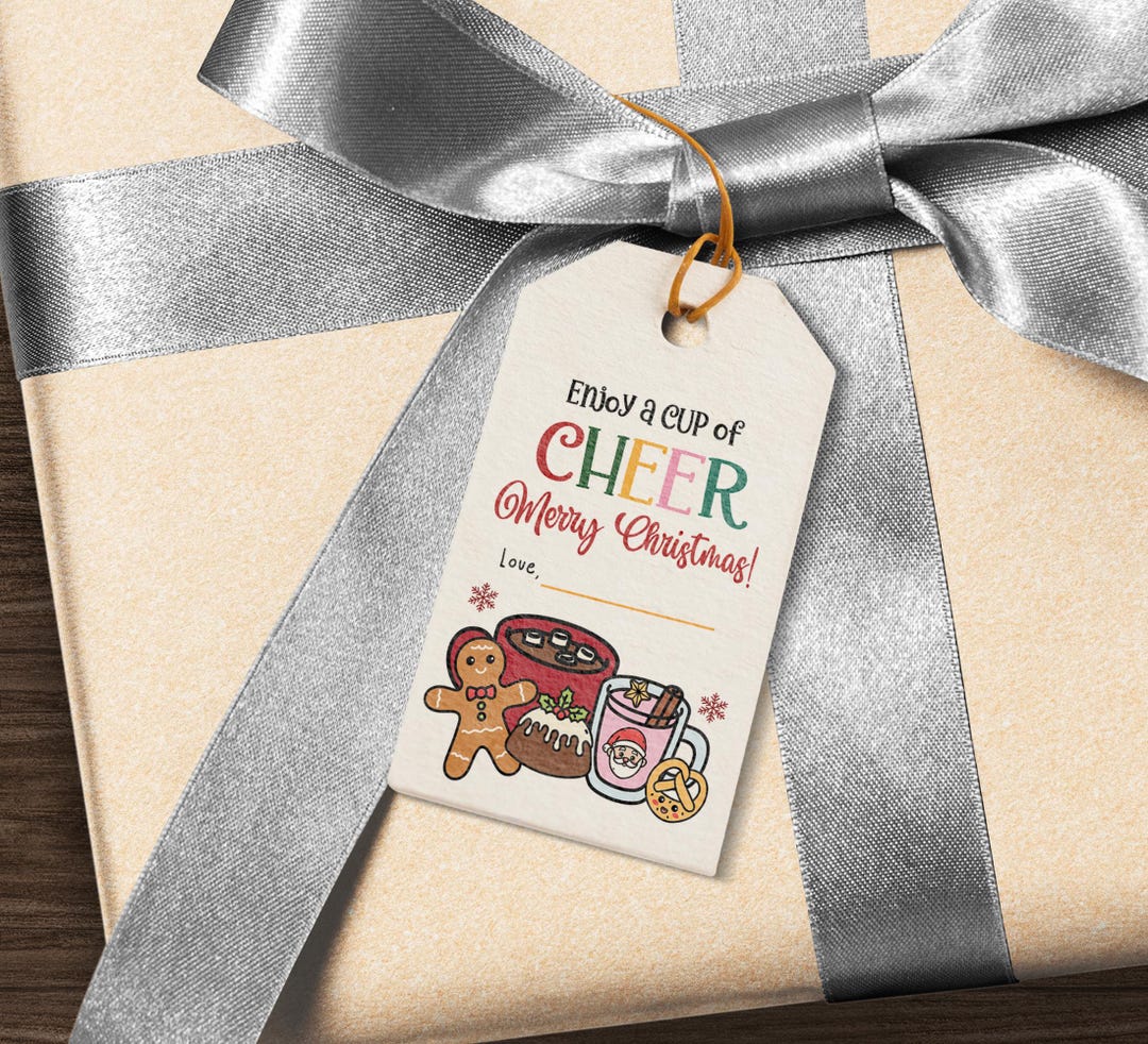 Christmas Cheer Gift Tags, Printable Holiday Favor Tags (instant ...