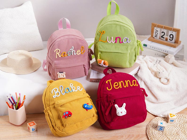 Personalized Corduroy Kids Backpacks-custom Toddler Backpack-preschool ...