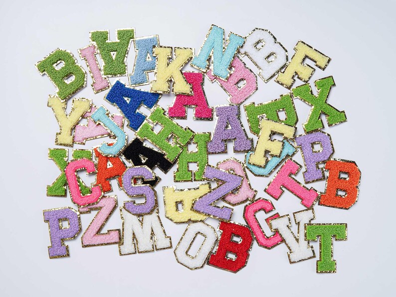 Chenille Letter Patch,iron On, Stick on and Sew On,self Adhesive ...