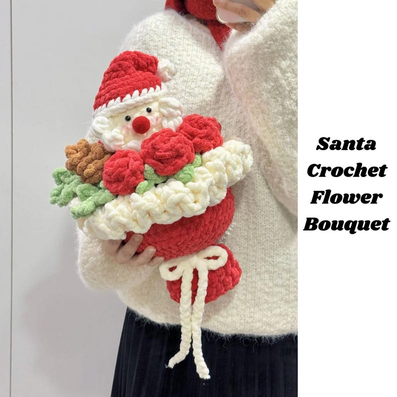 Santa Crochet Flower Bouquet Crochet Amigurumi, Santa Crochet Download ...