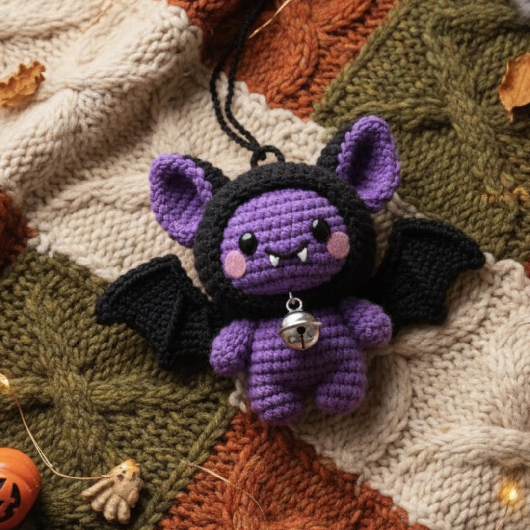 Mini Bat Halloween Keychain Crochet, Crochet Amigurumi, Bat Crochet ...