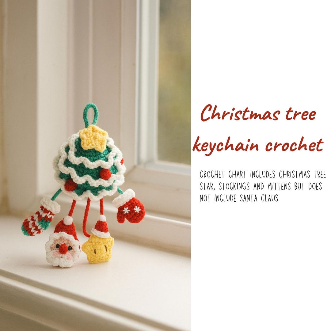 Christmas Tree Keychain Crochet Pattern, Christmas Keychain Crochet ...