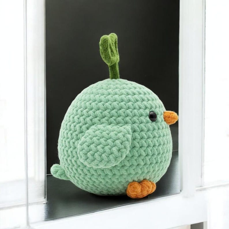 Mint Green Sprout Bird Crochet Pattern, Cute Amigurumi Animal Digital ...