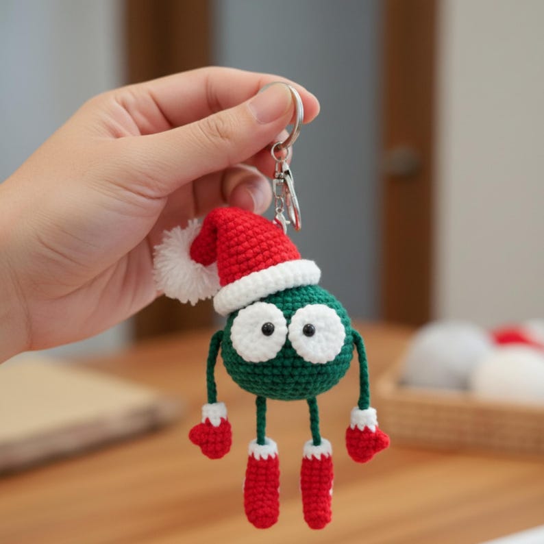 Crochet Santa Hat Keychain Crochet Amigurumi, Santa Crochet Download ...