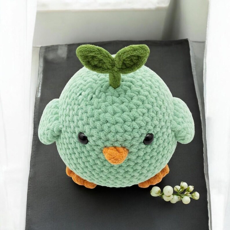 Mint Green Sprout Bird Crochet Pattern, Cute Amigurumi Animal Digital ...
