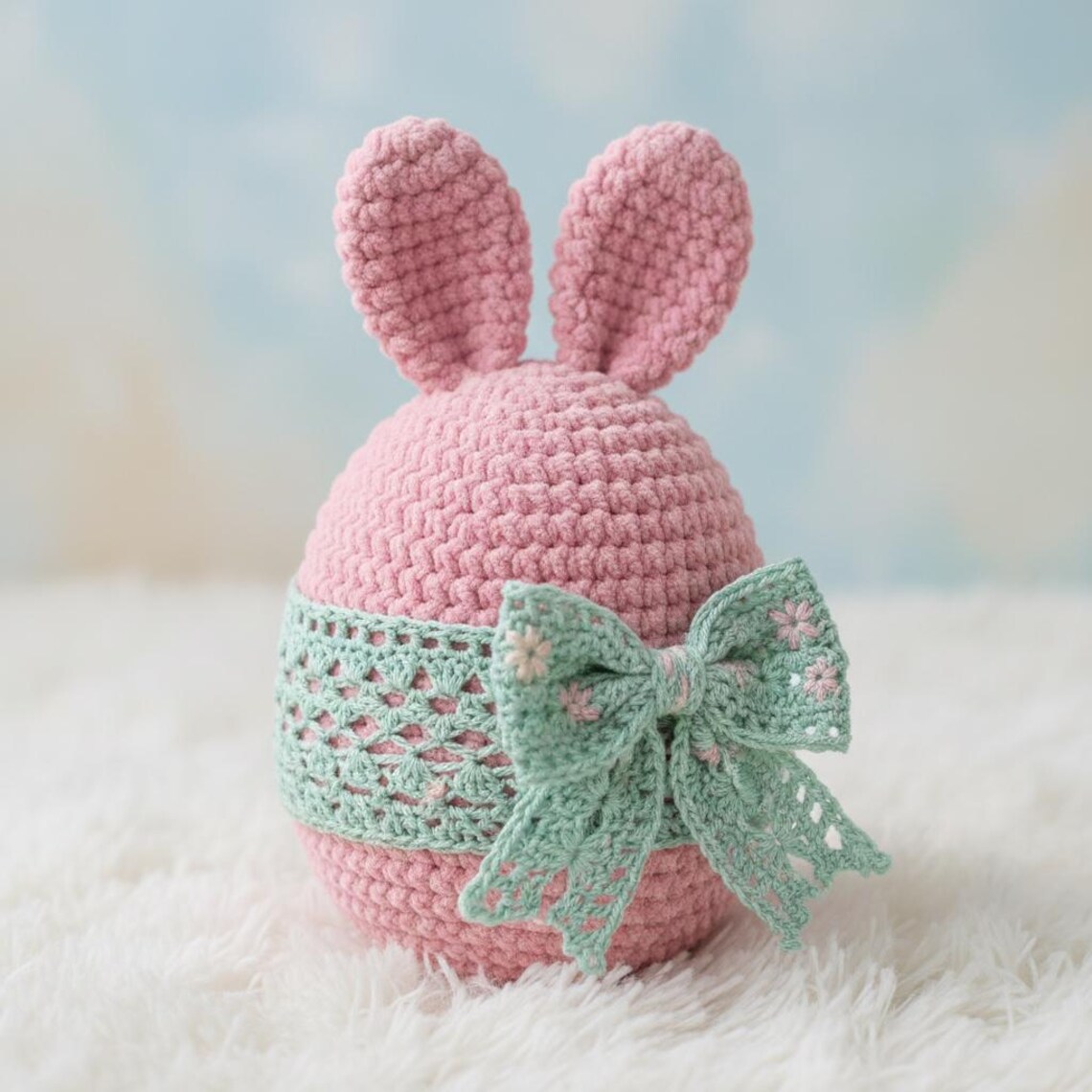 Easter Egg Bunny Crochet Pattern, Rabbit Amigurumi With Lace Bow ...