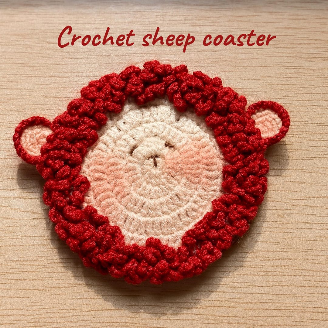 Crochet Sheep Coaster Pattern, Cute Farm Animal Gift, Digital Design ...