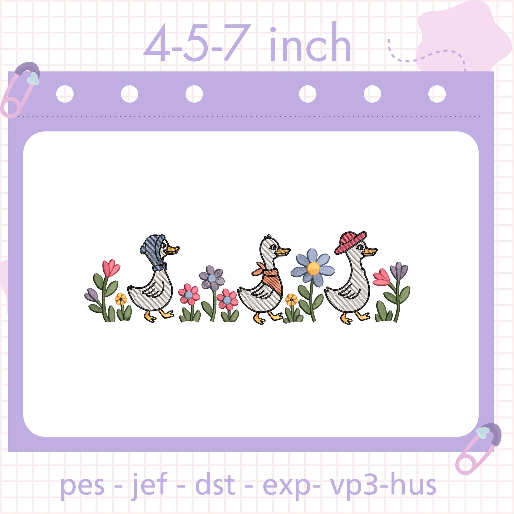 Cute Duck Embroidery Designs, Duck Flower Machine Embroidery Patterns ...