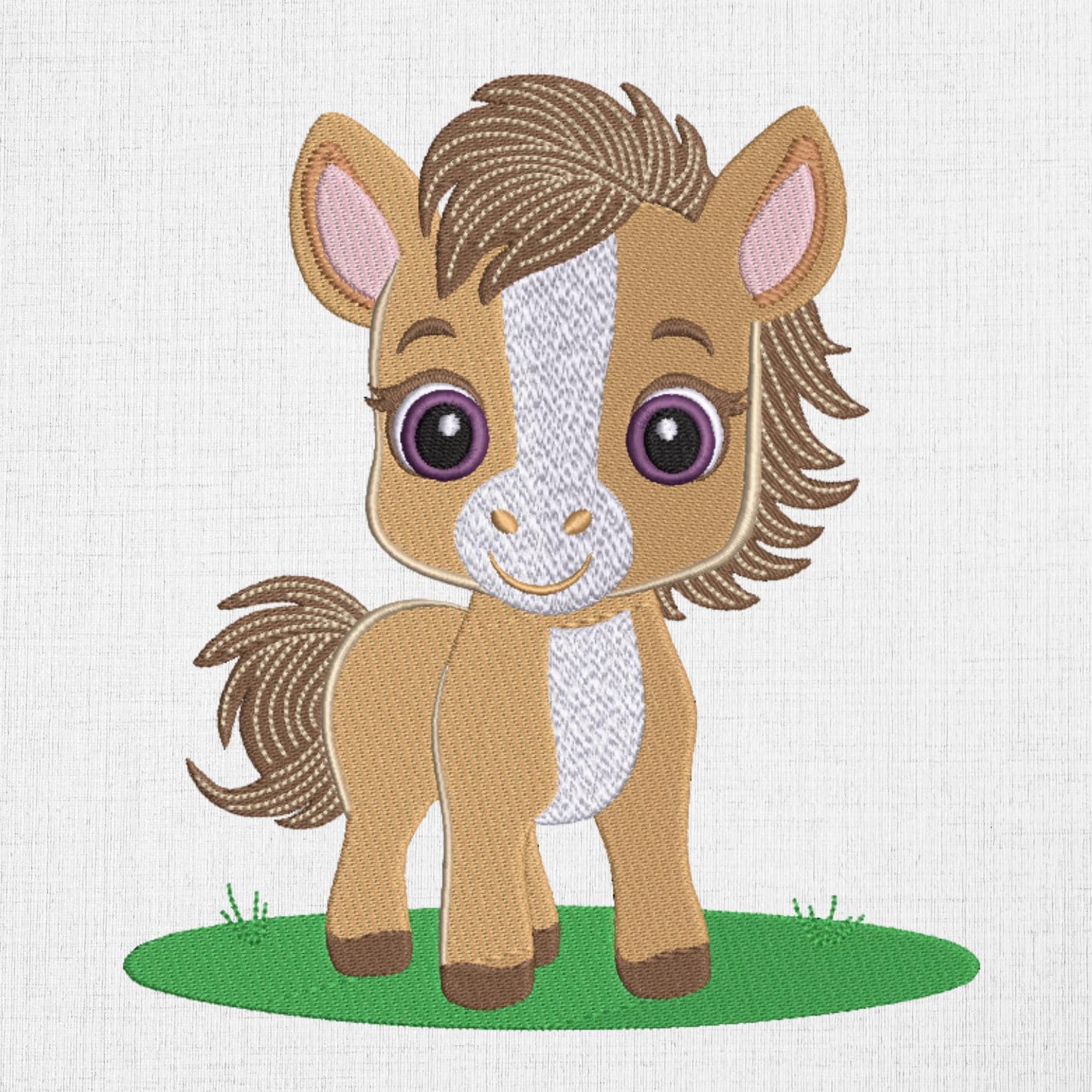 Baby Pony Machine Embroidery Design: Grazing Horse (instant Download ...