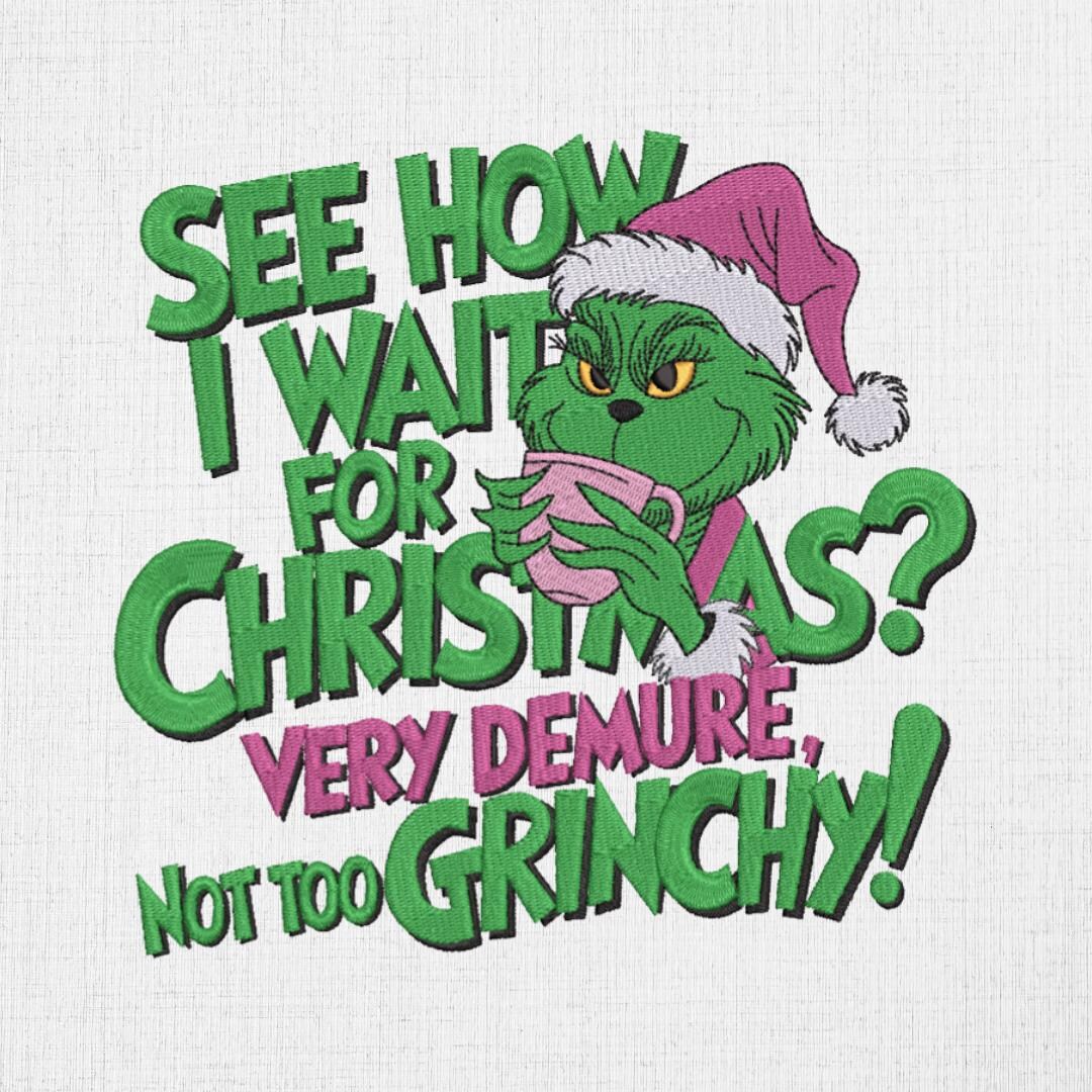 Pink Grinch Waiting for Christmas Machine Embroidery Design (instant ...