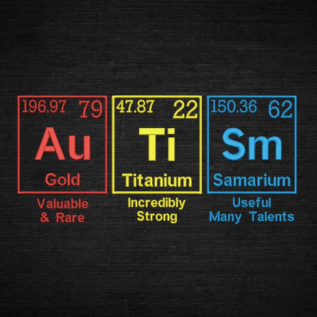 Autism Periodic Table Machine Embroidery Design, Instant Download, Jef ...