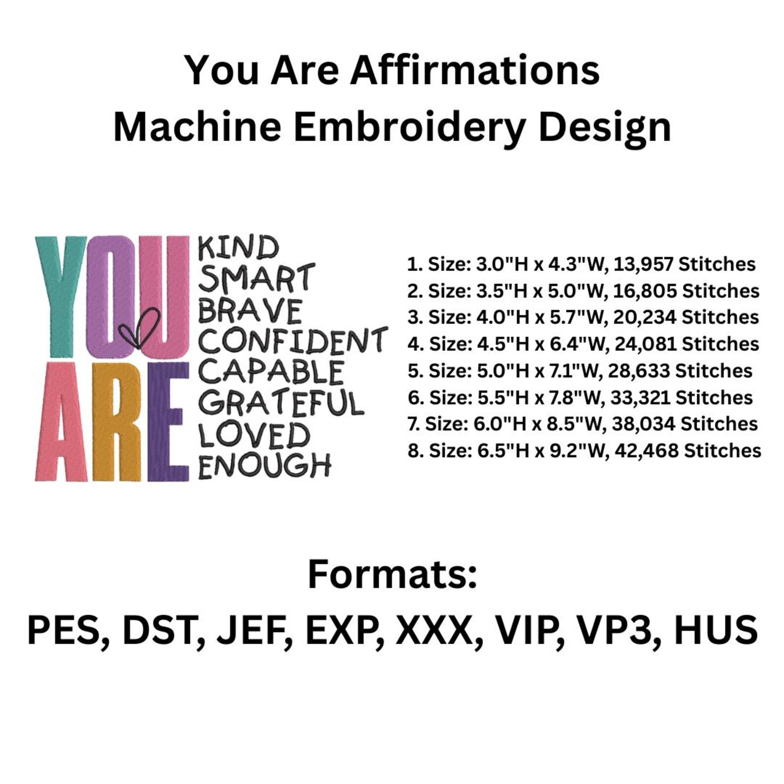 You Are Affirmation Machine Embroidery Design (instant Download ...