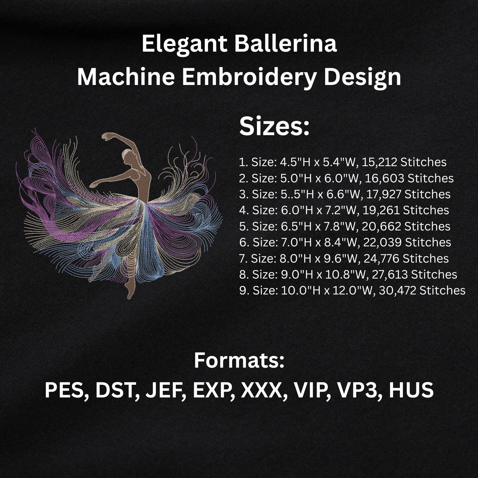 Elegant Ballerina Machine Embroidery Design (instant Download, Multiple ...