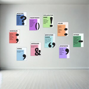 Classroom Posters Grammar Learning Bright Wall Art for Grade School ...