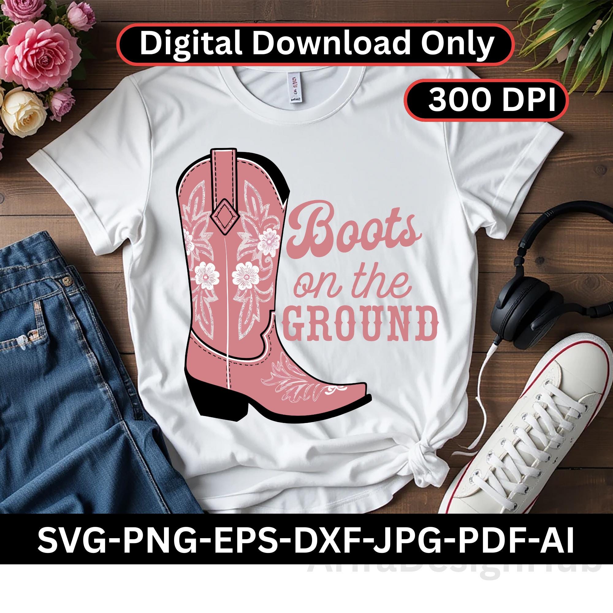 Line Dance Cowboy Boots PNG, Black Cowgirls Svg, Boots on the Ground ...