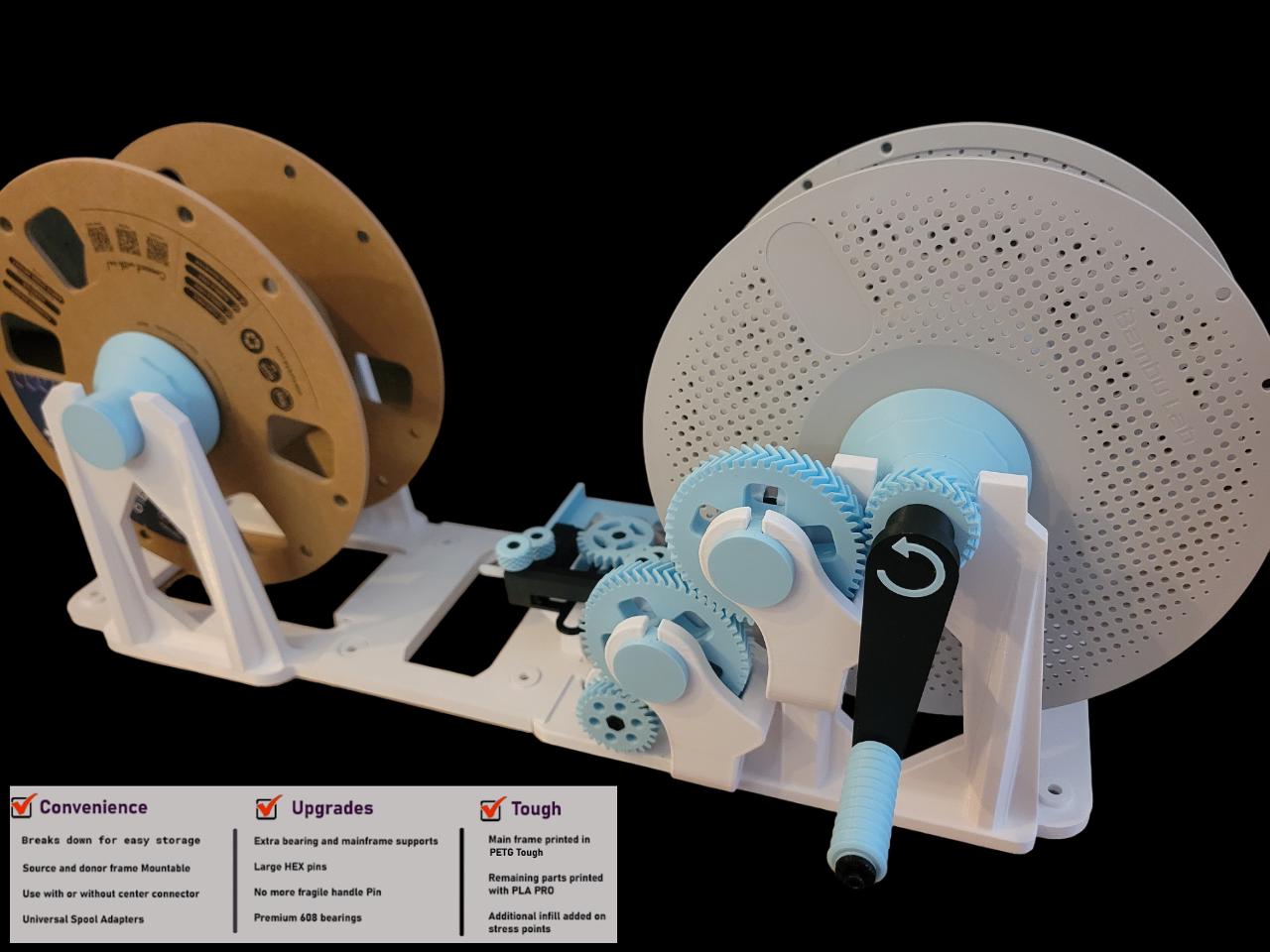 UPGRADED Universal 3D Filament Re-spooler/transfer - Pre-assembled ...